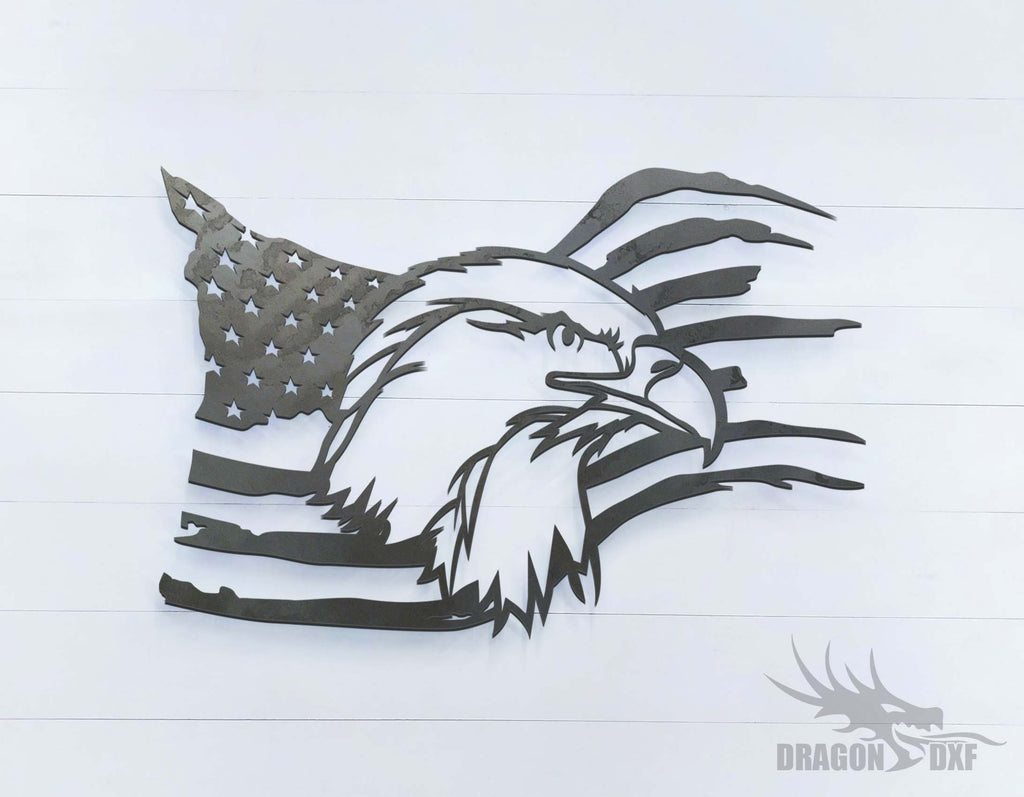 36" x 24" American Eagle Flag - DXF Download — DragonDXF