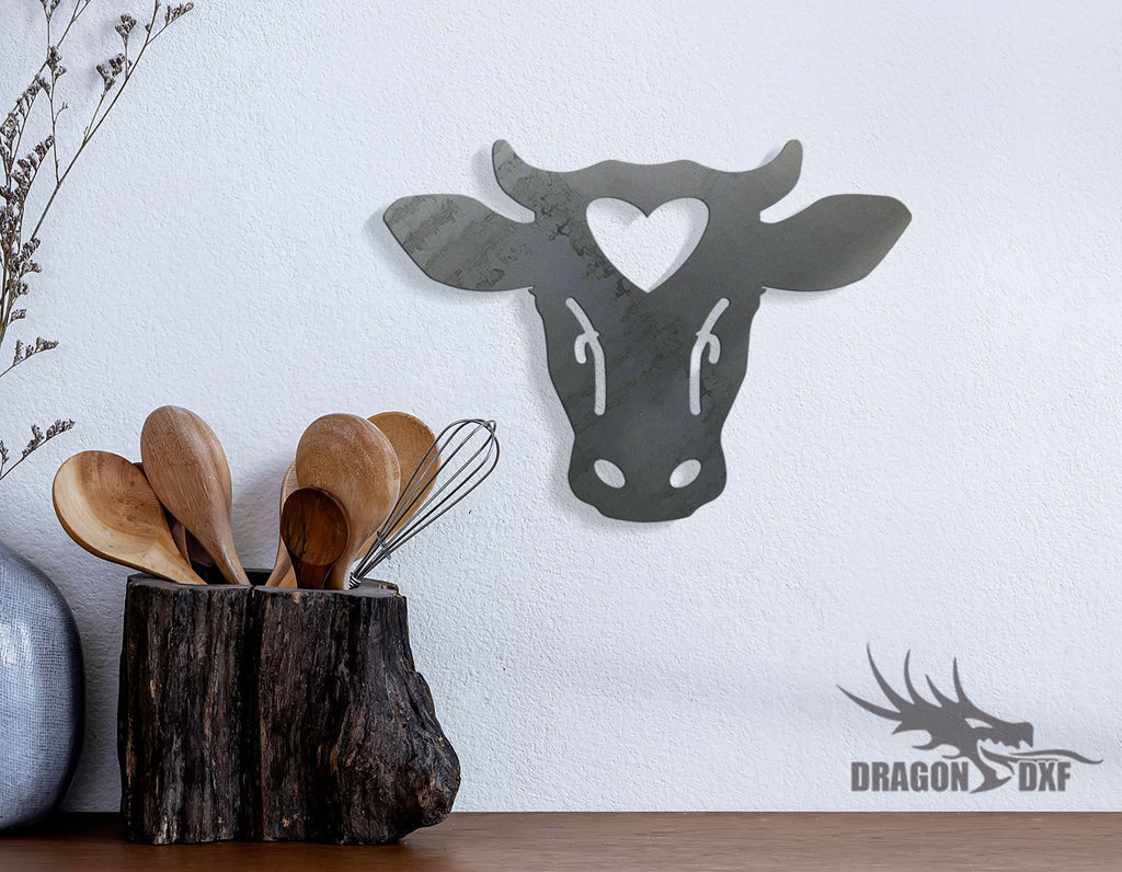 Cow Design 5- Farm Animals - Cow head - DXF Download — DragonDXF