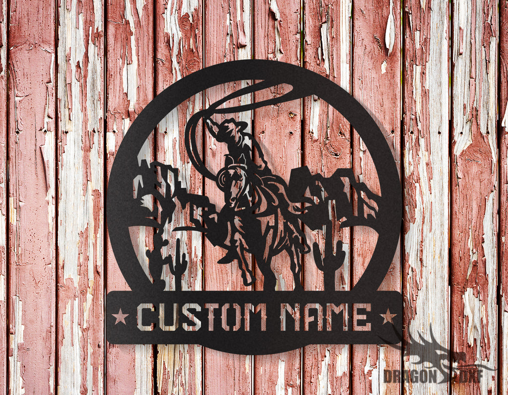 Cowboy Address Sign 2 - DXF Download — DragonDXF
