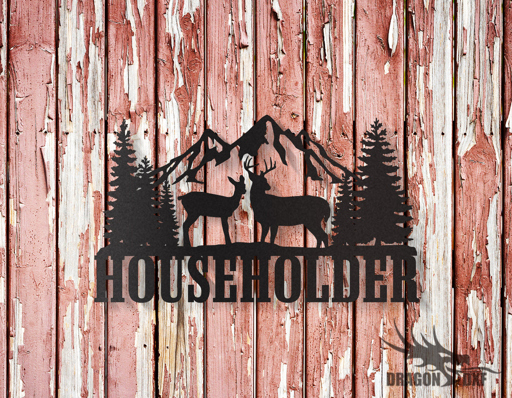 Deer Address Sign 5 - DXF Download — DragonDXF