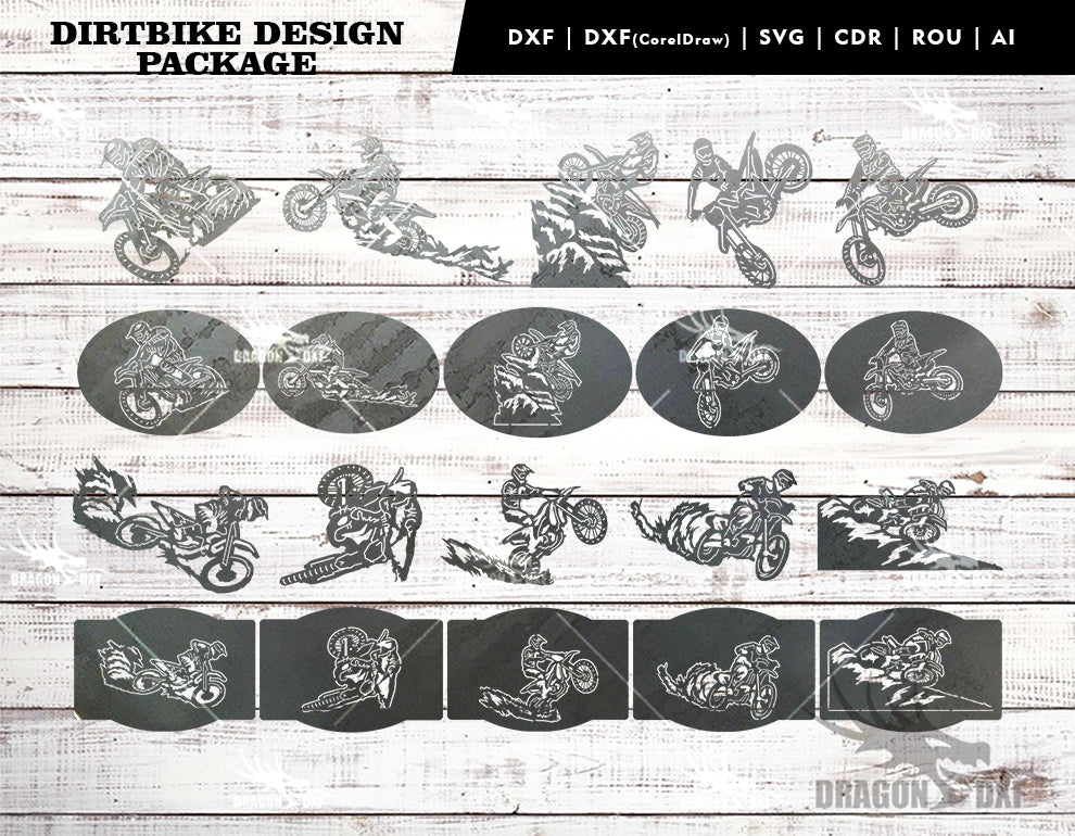 Dirtbike Design Package (20 Designs) - Plasma Laser DXF Cut File ...