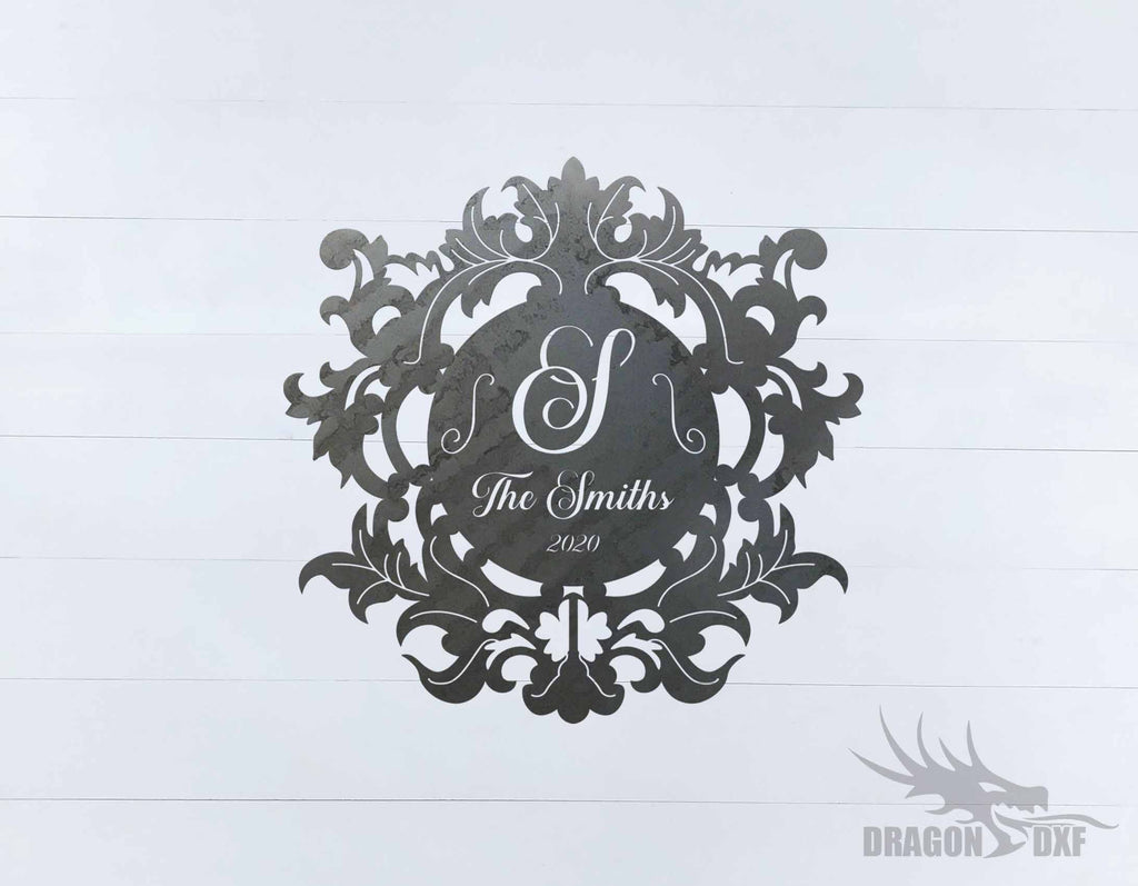 Filigree Family Name with Initial 4 - DXF Download — DragonDXF