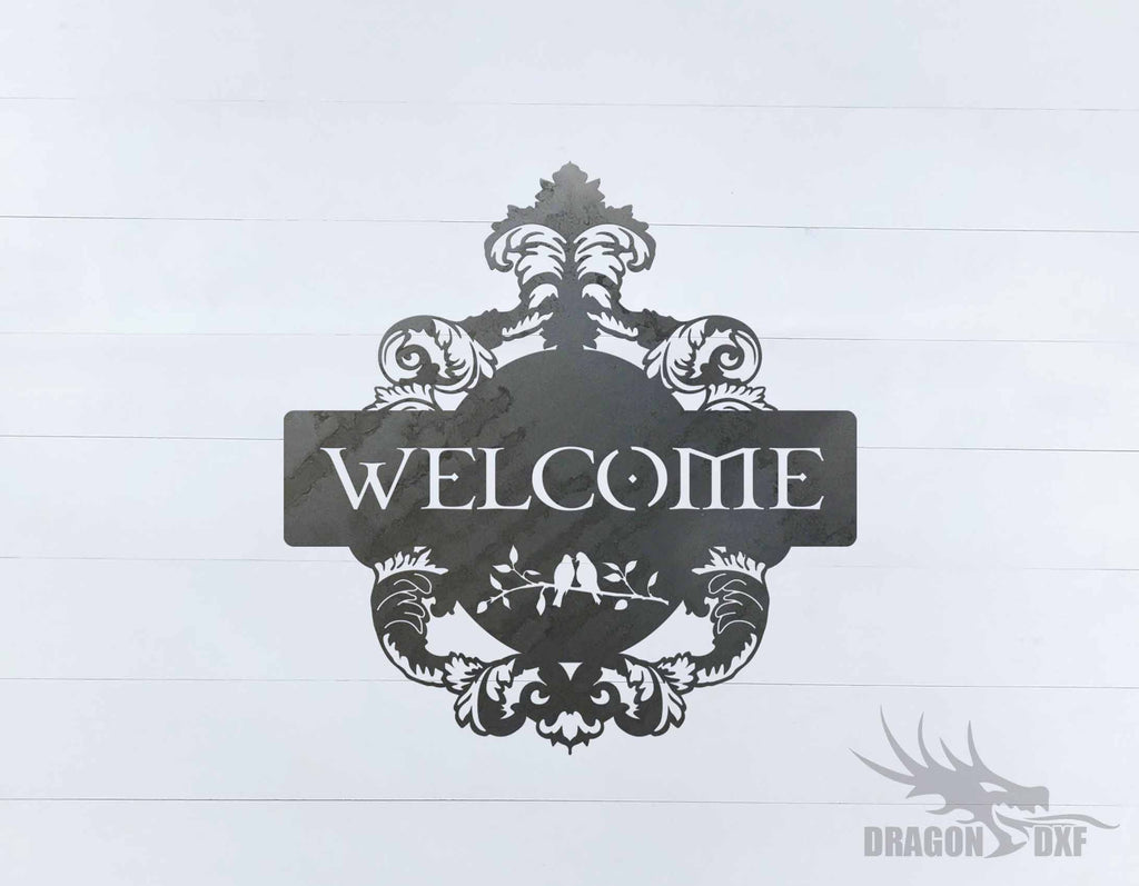Filigree Welcome Sign 1 - DXF Download — DragonDXF