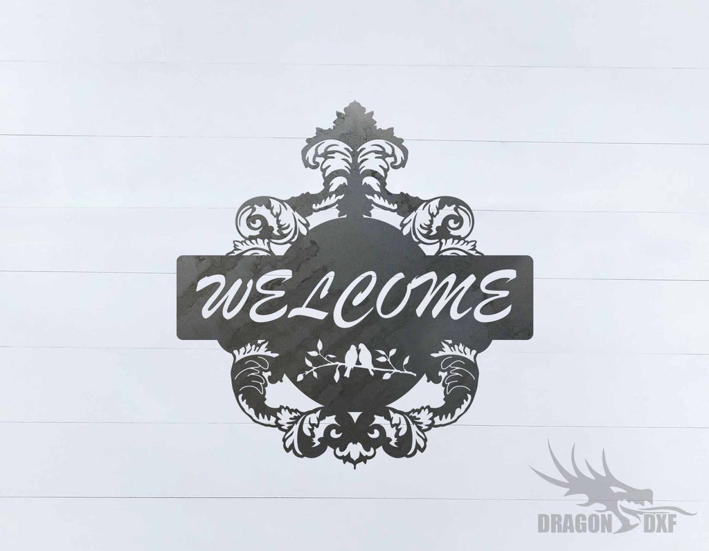 Filigree Welcome Sign 2 - DXF Download — DragonDXF