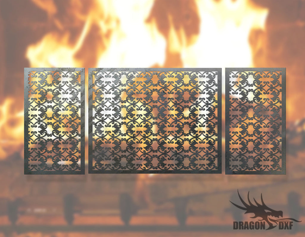 Fireplace Screen 2- Fireplace Cover - DXF Download — DragonDXF