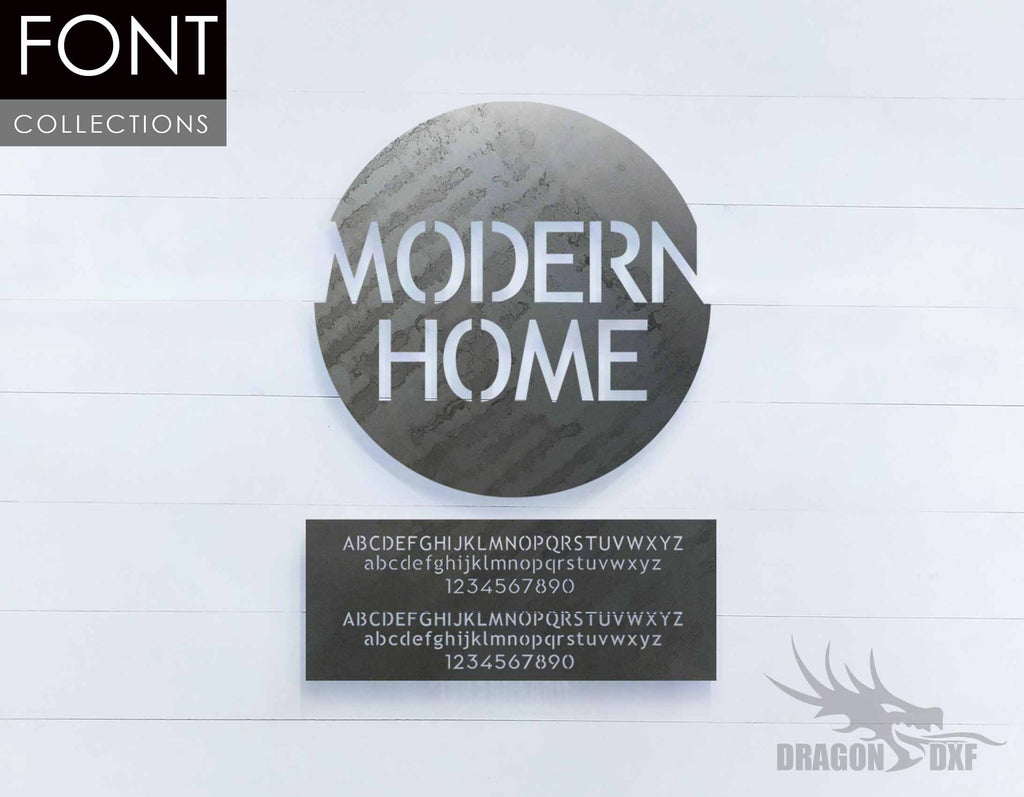 Modern Home CNC Font — DragonDXF