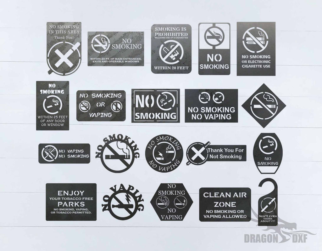 No Smoking Sign Bundle - DXF Download — DragonDXF