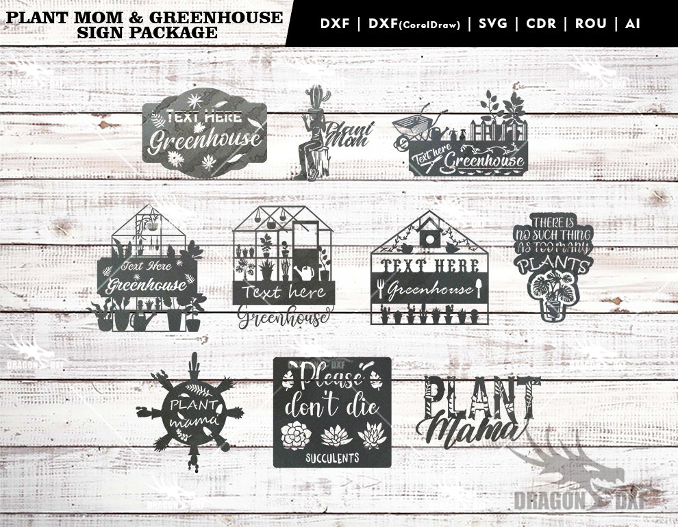 Plant Mom & Greenhouse Signs (10 Designs) - Plasma Laser DXF Cut File ...